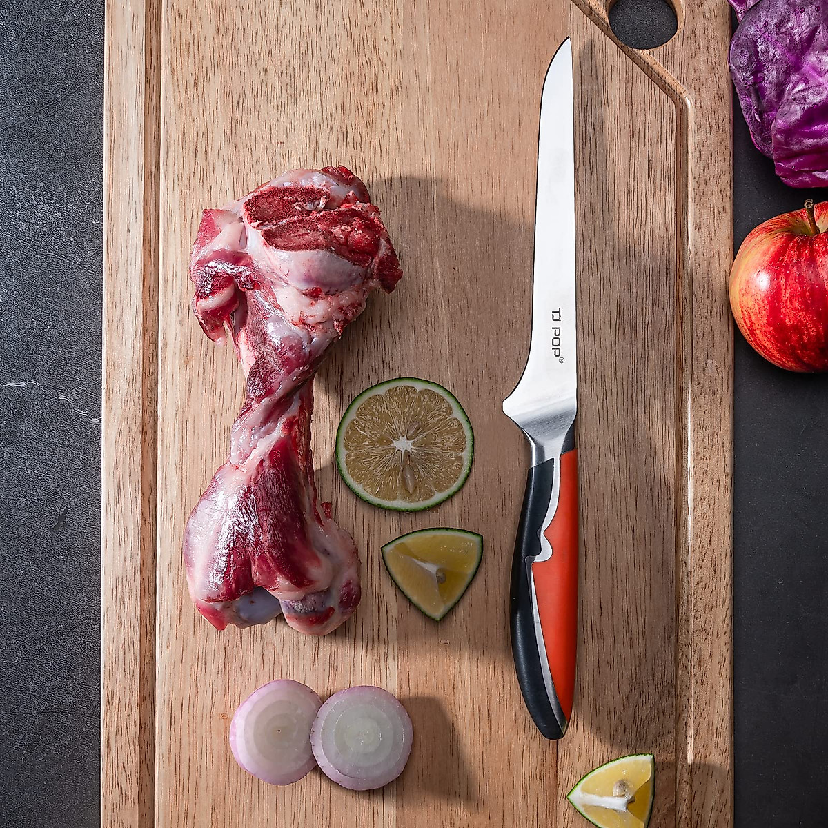 TJ POP Boning Knife, Ultra Sharp Fillet Knife for Fish and Meat, Full-tang Designed, 6 Inch Blade German HC Steel, Comfort Grip Non-slip Handle