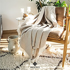 Hencely Turkish Throw Blanket 57 x 78 and 78 x 90 Inches Herringbone Blankets for Couch, Sofa, Farmhouse and Home Decor (Large, Beige)