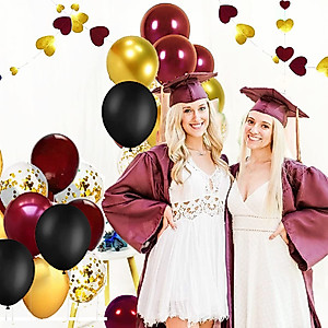 Graduation Decorations Burgundy Black Gold 2024/Maroon Gold Graduation Party Decorations FSU/Wizard Party Decorations/Burgundy Gold Black Balloons Burgundy Gold Birthday Decorations