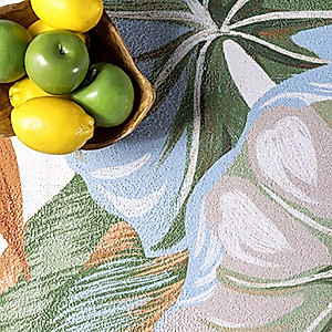 nuLOOM Nevaya Machine Washable Floral Leaves Ultra Thin Area Rug, 8' x 10', Green