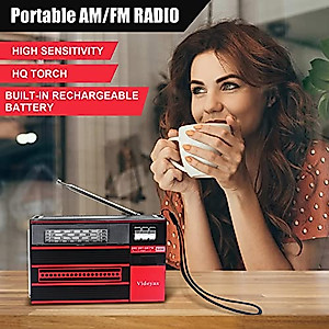 AM FM Portable Radio - Rechargeable Radio with Flashlight Portable AM/FM SW 1-2 Multiwave Radio - Super Strong Signal Large Speaker Transistor Antenna Gift for The Elderly, Friends, Couples(S307)