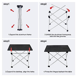 Portable Camping Table Small,Camping Tables,Ultralight Aluminum Folding Beach Table with Carrying Bag for Outdoor Cooking, Picnic, Camp, Boat, Travel-15.6" x 13.6"