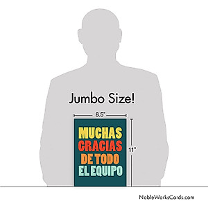 NobleWorks - Large Group Thank You Card in Spanish (8.5 x 11 Inch) Gratitude, Appreciation Gift - Big Thanks From The Team-Spanish J6884TYG-SL-US