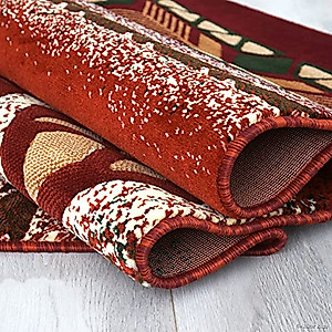 Allstar 5X7 Rust and Burgundy Navajo Rectangular Accent Rug with Ivory and Green Southwestren Medallion Design (5' 2" X 7' 1")