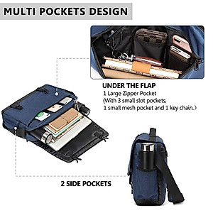 Messenger Bag for Men, Lightweight Water Resistant 15.6 Laptop Shoulder Bag for Business Office by Vonxury Blue
