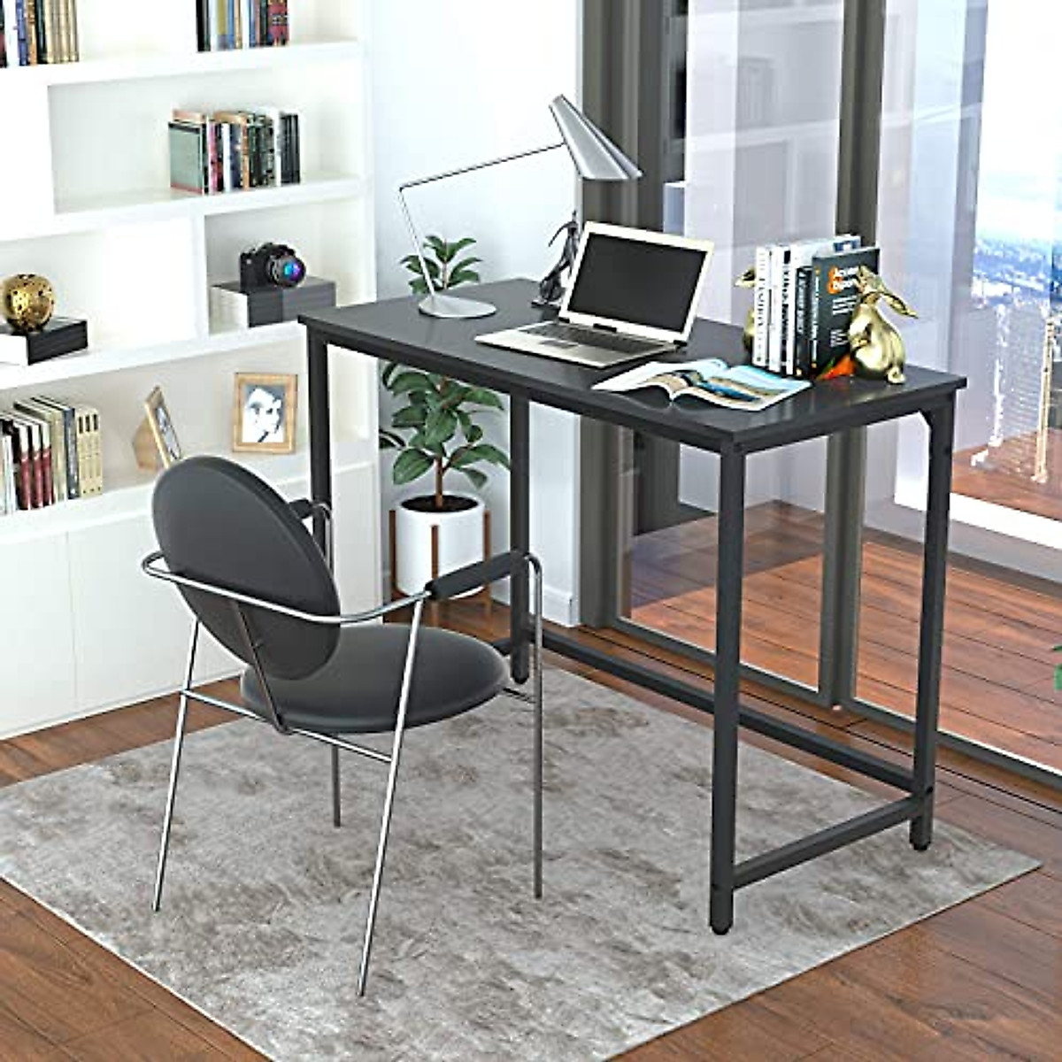 Weehom Small Computer Desk Study Writing Desk for Home Office Pc Notebook Table Workstation Stand 39 Inches Metal Leg Black