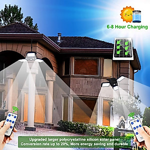 CYHKEE Solar Pendant Lights Outdoor Waterproof 4 Lighting Modes, 800LM Dusk to Dawn LED Dimmable Motion Sensor Hanging Solar Security Lights Remote Control with Pull String for Garden