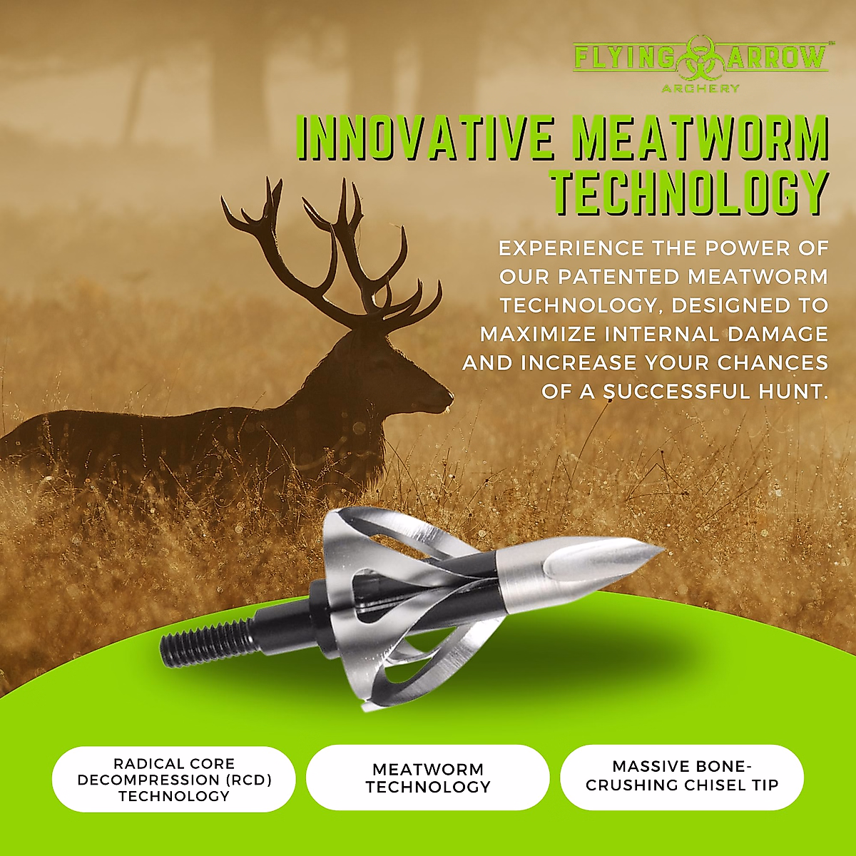 Flying Arrow Archery T3100-P Authentic Patented Toxic Broadhead Blade, Pink, 100-Grain, 3 Pack