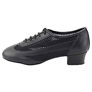 Very Fine Dancesport Shoes - Women's Latin, Salsa Ballroom Practice Dance Shoes - Classic 2009-1.5" Heel & Canvas Mesh Shoe Bag (Black Leather, Size 9)