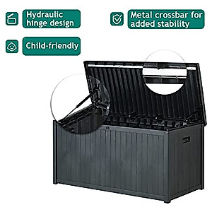 DACUN Safety Certification Large Deck Box, 120 Gallon Outdoor/Indoor Waterproof Storage Benches, for Patio Furniture, Outdoor Cushions, Throw Pillows, Garden Tools and Pool Toys