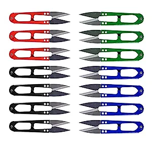 Hatisan U Sewing Scissors Clippers, Mini Small Thread Snips Trimming Nipper - Great for Stitch, Craft & DIY Supplies (Set of 14, Random Colors)