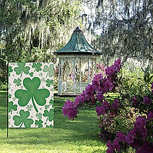 Bravilan St. Patrick's Day Garden Flag Vertical Double Sided Irish Green Shamrock Garden Flag, St Patricks Day Holiday Yard Home Outdoor Decoration 12.5 x 18 Inch