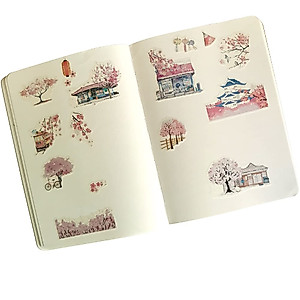 Kawaii Stationery Sticker Set Pink Cherry Blossom Household Gardening Tool Cute Girl Flower Succulent Plants Cactus DIY Labels for Diary Scrapbooking Planner Art Craft Journaling Collage Journal