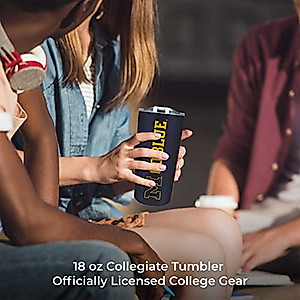 Campus Colors Stainless Steel, Double Walled, Vacuum Insulated, Reusable Tumbler with Slider-Top Lid for Travel, Sports, and Coffee, 18 oz (Michigan Wolverines - Blue,)