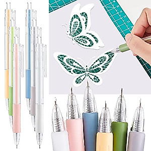 Craft Cutting Tool Paper Pen Cutter Knife Creative Retractable Hobby Knife Blade Art Utility Precision Paper Cutting Carving Tools with Pocket Clip for DIY Drawing Scrapbooking, 6 Colors (6)