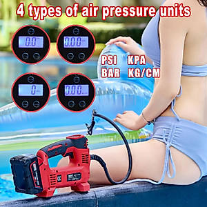 PMLYQ Cordless Tire Inflator for Milwaukee M18 Battery,Lithium Car Air Pump, Portable LED Handheld Air Pump with Digital Pressure Gauge for Car tires, Motorcycle,Bicycle, Ball(Tool Only, NO Battery)
