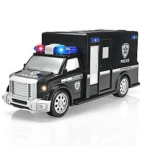 CYKT 3-7 Year Old Boy Police Car Toy, LED Music Electric Universal Wheel Police Car Toy, 3-10 Year Old Boy and Girl Police Car Toy Gift