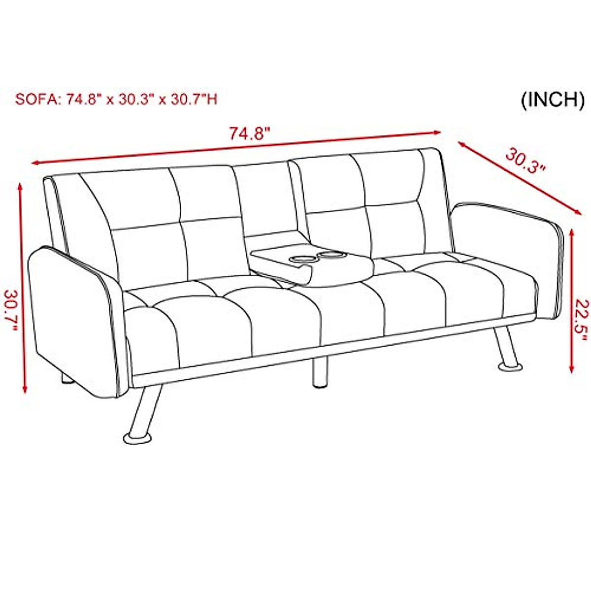 Good Sleeper Sofa Couch Convertible Twin Size Futon Sofa Bed for Small Rooms Office Gust Room, Metal Chrome Middle Legs (Fabric Purple)