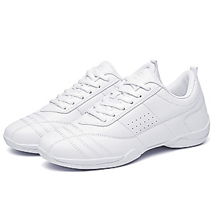 kkdom Adult & Youth White Cheerleading Shoes Athletic Dance Sport Training Shoes Competition Tennis Sneakers Cheer Shoes White US Size 8/EU Size 40