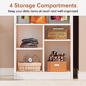 Tribesigns Wardrobe Closet, White Wood Armoire Wardrobe Closet with Open Storage Shelves and Hanging Rod, Freestanding Wardrobe Cabinet for Bedroom (1 PCS)