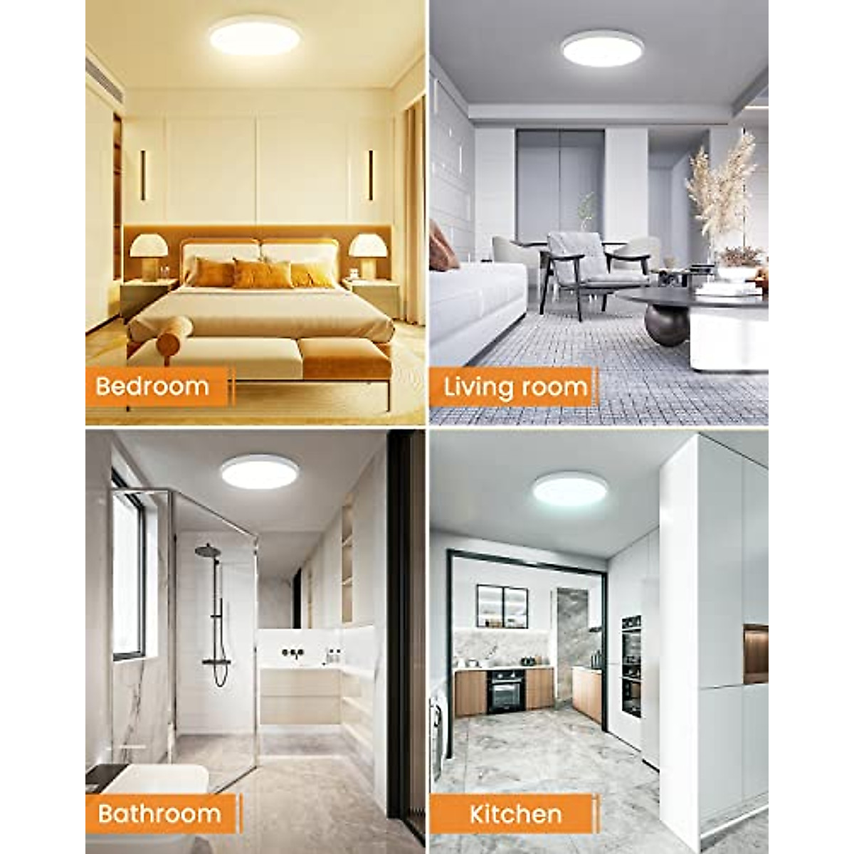 slochi Flush Mount 4PACK Ceiling Light (Milk White Shell), 24Watt Dimmable & 3 Color Temperatures in One（3000k/4500k/6000k Ceiling Lamp 10.2Inch Led Ceiling Light for Kitchen Bedroom Hallway