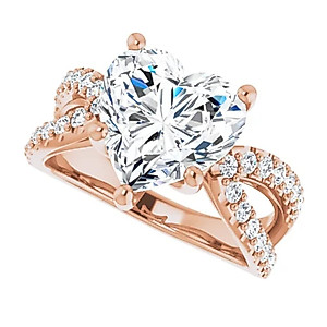 14K Gold Handmade 4 CT Heart Cut VVS1 Colorless Moissanite Engagement Rings for Women Bridal Set Moissanite Wedding Rings for Gifts (Rose Gold, 7.5)