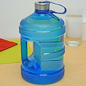 Southern Homewares SH-10323 1 Gallon BPA Free Plastic Water Bottle for Cold Liquids With Attached Leak Proof Screw Lid-For Gym Office Daily Use, Blue, One Size