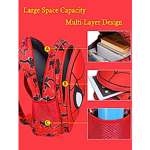 2Pcs Backpacks, 3D Printed Cute Cartoon Bags, Durable Waterproof Travel Daypack 14 Inches Red