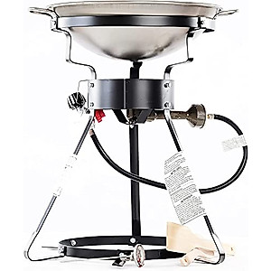 King Kooker 24WC 12" Portable Propane Outdoor Cooker with Wok, 18.5" L x 8" H x 18.5" W, Black