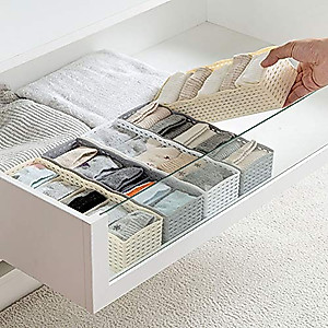 BYyushop Storage Basket Clothes Storage Plastic 5 Grids Socks Underwear Storage Basket Wardrobe Organizer Box Towel Container - White