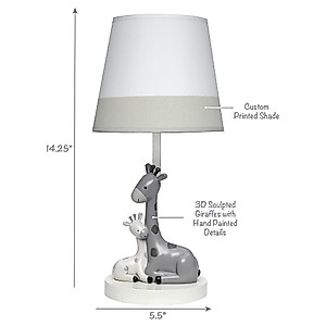 Lambs & Ivy Jungle Friends White/Gray Giraffe Nursery Lamp with Shade & Bulb