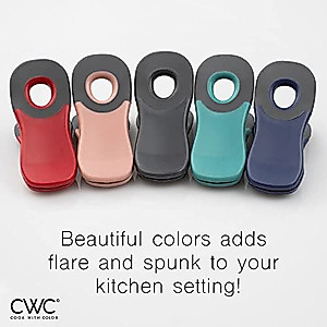 COOK WITH COLOR Cute Bag Clips - Funny Snack Clips, Magnetic Chip Clips for Bags - Kitchen and Food Bag Clips for Airtight Seal for Food Storage, Multi, Pack of 10