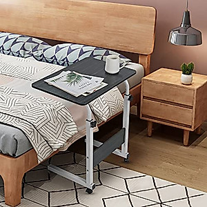 Aduyiuce Small Desk with Wheels - Height Adjustable from 27'' to 38'' Standing Portable Mobile Work Rolling Compact Couch Desk Tray Table for Small Space Couch Laptop Over Treadmill Desk Home Office