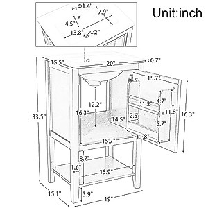 20 Inch Bathroom Vanity with Ceramic Sink, Small Single Sink Vanity Combo with Storage Rack and Open Shelf, Modern Bathroom Cabinet with Sink and Soft Closing Door, Green
