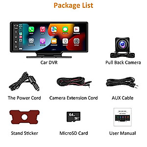 Westods Portable Wireless Carplay Car Stereo with 2.5K Dash Cam - 9.3" HD IPS Screen, Android Auto, 1080p Backup Camera, Loop Recording, Bluetooth, GPS Navigation Head Unit, Car Radio Receiver
