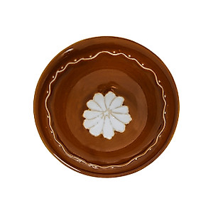 Creative Co-Op Hand Painted Stoneware Bowl, Set of 4 Serveware, 5"L x 5"W x 2"H, Brown & Cream