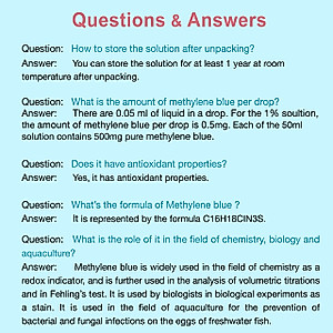 Methylene Blue USP Grade 1.0% Solution 50 mL (1.69 fl oz) High Purity with Aseptic Filling Techniques (Premium Dropper) 3rd Party Tested.