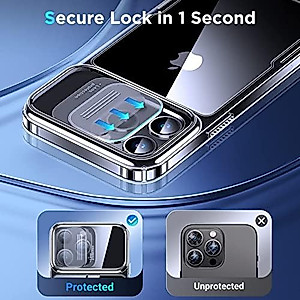 Simtect Designed for iPhone 14 Pro Max Case with Sliding Camera Cover, Shockproof & Military-Grade Protective Transparent Phone Case for iPhone 14 Pro Max 6.7 inch - Clear