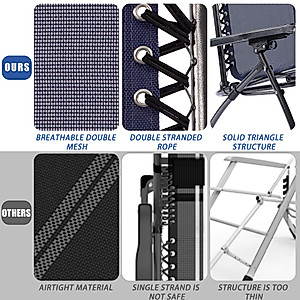 Vnewone Patio Chairs Set of 2 Zero Gravity Chair Folding Chairs Outdoor Chairs Anti Gravity Chair Reclining Outdoor Folding Chairs Lounge Chair Deck Chairs Foldable Yard with Pillow Cup Holder (Blue)