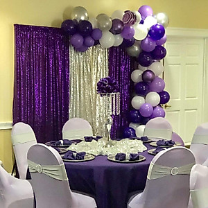 SoarDream Purple Sequin Backdrop 2 Pieces 2ftx8ft Wedding Glitter Curtain Backdrop Arch Fabric Drapes for Baby Shower Birthday Party Decoration