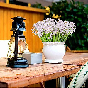 URSTOUD 6 Bundles Artificial Orchid Flowers, Fake Artificial Greenery UV Resistant No Fade Faux Plastic Flowers for Wedding Bridal Bouquet Indoor Outdoor Home Garden Kitchen Office Table Vase(White)