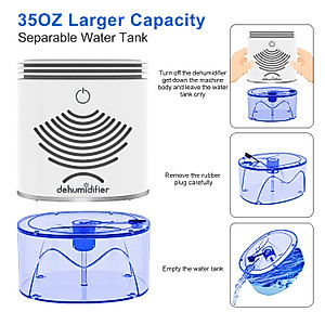 Dehumidifier TOMERSUN 2600 Cubic Feet(280 sq ft) Small Dehumidifiers for home 35oz Mini Dehumidifier for home,Basement,Bathroom, Closet,RV,Bedroom,Kitchen