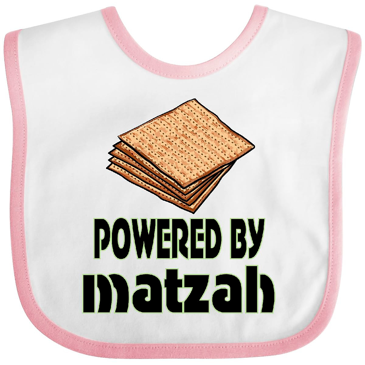 inktastic Funny Passover Powered By Matzah Baby Bib White and Pink 42c90