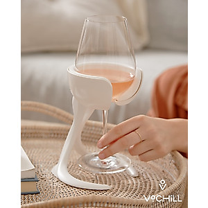VoChill Stemmed Wine Glass Chiller | Smart & stylish | Radically cool wine tool – keeps wine perfectly chilled in your glass | Refreezable Chill Cradle actively chills (Quartz, Single VoChill)