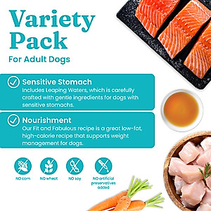 Solid Gold Wet Dog Food Variety Pack for Picky Eaters - Fit & Fabulous Chicken + Leaping Waters Chicken & Salmon Grain Free Canned Dog Food - Made with Real Protein for Sensitive Stomachs - 6 Pack