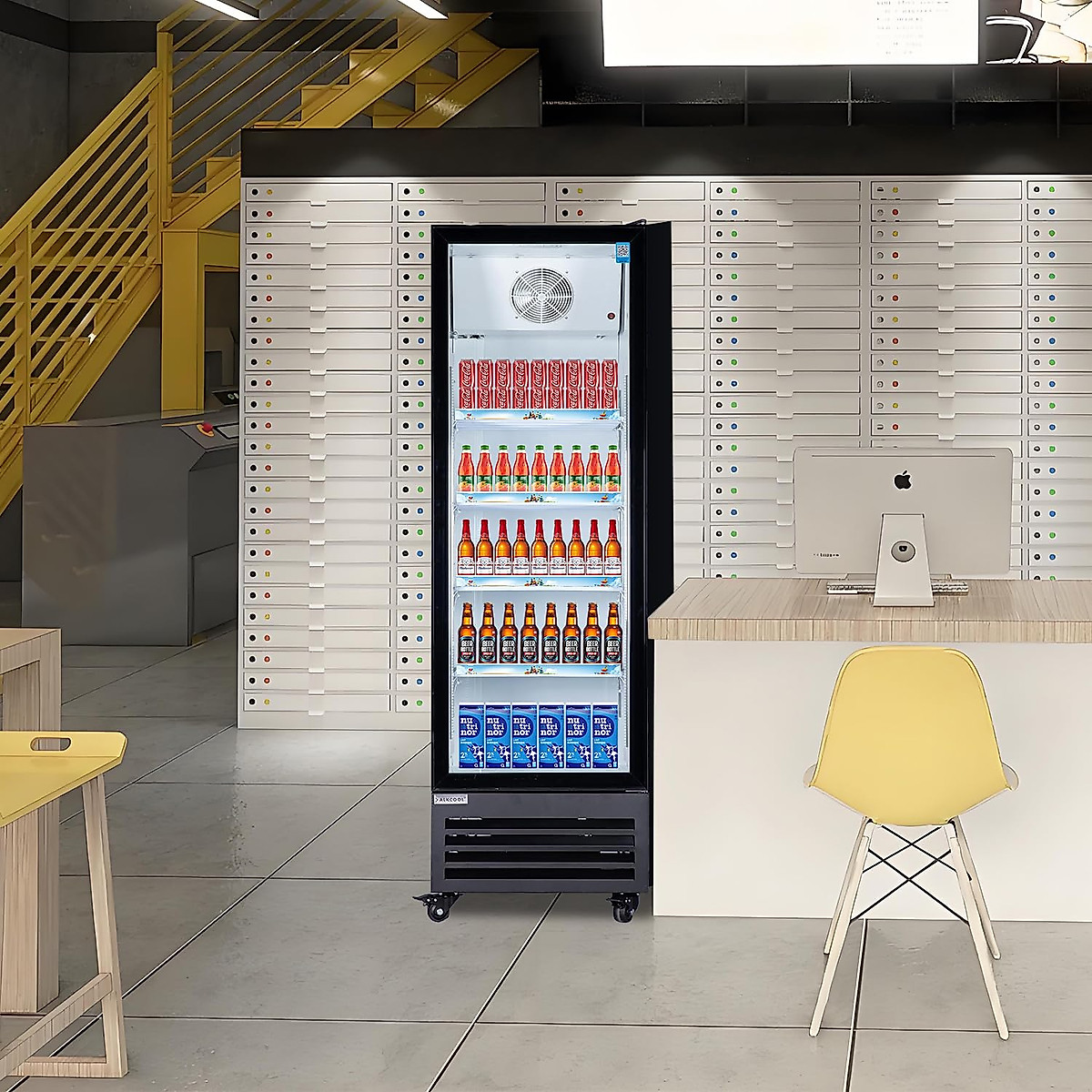 Commercial Beverage Refrigerator Display Fridge,9 Cu Ft Small Slims Single Glass Door Merchandiser Drink Cooler with LED Light Adjustable Shelves,ETL and NSF Approval