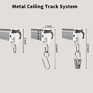 MaKefeile Ceiling Curtain Track Ceiling Mount Room Divider Curtain Rods Track Heavy Duty Curtain Rod Track RV Shower Outdoor Curtain Track Rail Clip Hook Set White 3-15ft
