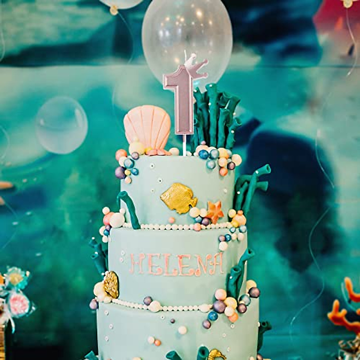 AIEX 3inch Birthday Number Candle, 3D Candle Cake Topper with Crown Cake Numeral Candles Number Candles for Birthday Anniversary Parties (Rose Gold; 1)