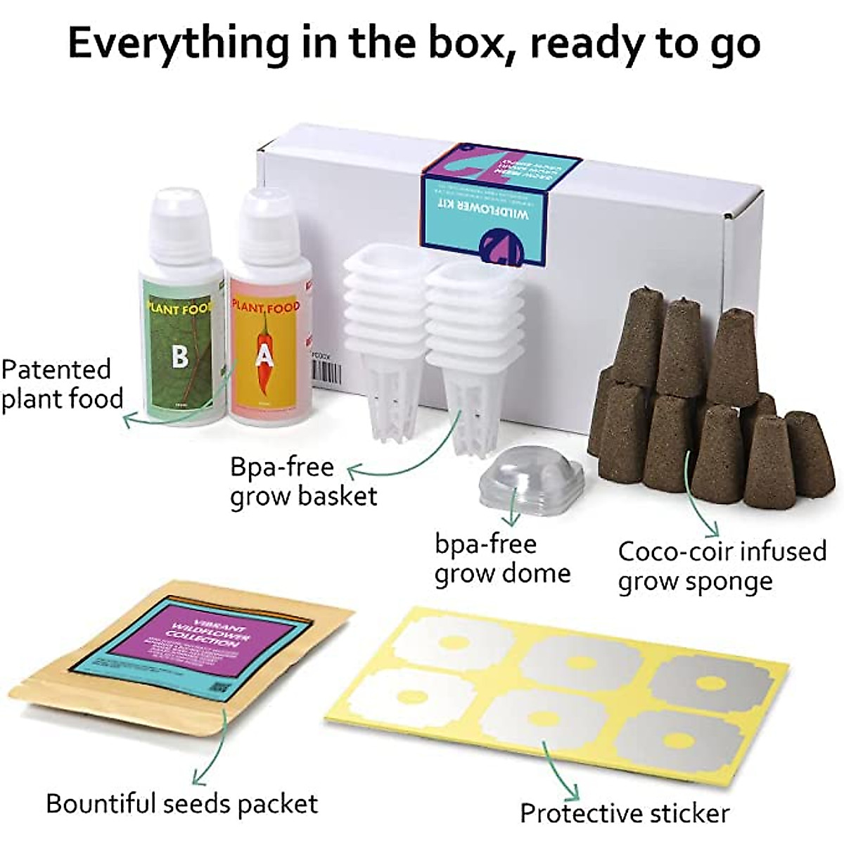 Vibrant Wildflower Garden Pod Kit (12-Pod) for LYKO/QYO/Yoocaa Hydroponics Growing System, 12-Pod Square with Growing Guide