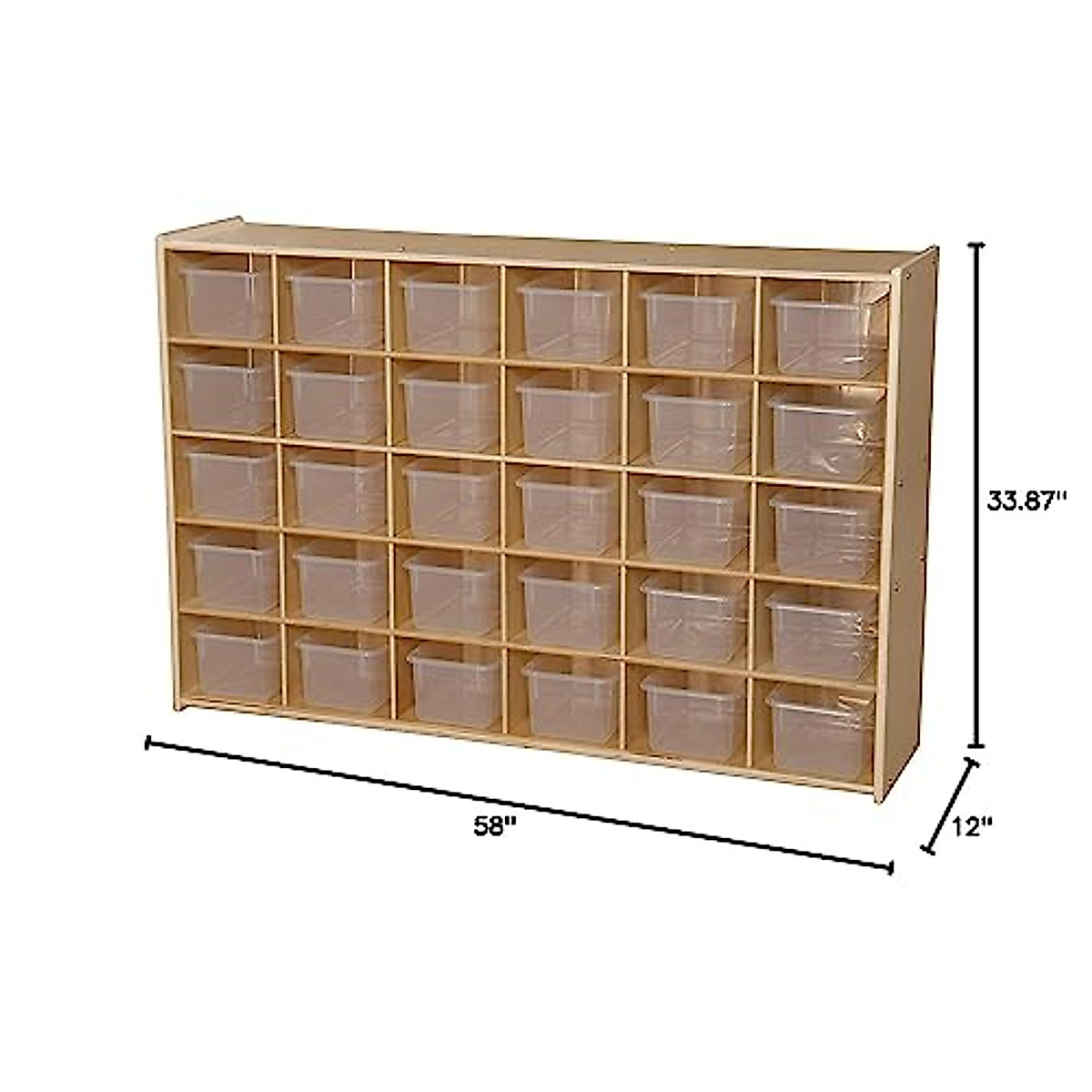 Contender Kids 30-Cubby Shelf Organizer with Transculent Bins, Wooden Cube Storage Made of Baltic Birch Plywood, Storage Shelf for Toys & Art/Craft Supplies